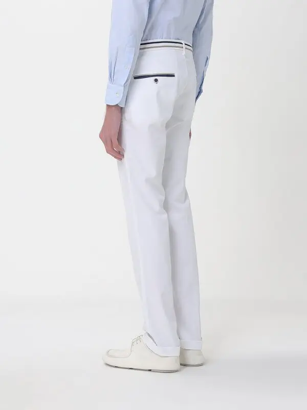 MASON'S Cotton And Wool Blend Chino Trousers - White