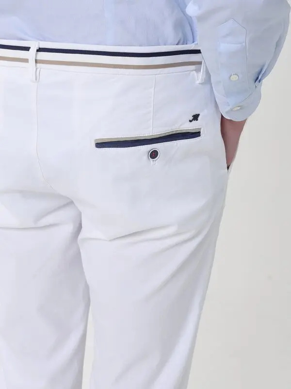 MASON'S Cotton And Wool Blend Chino Trousers - White