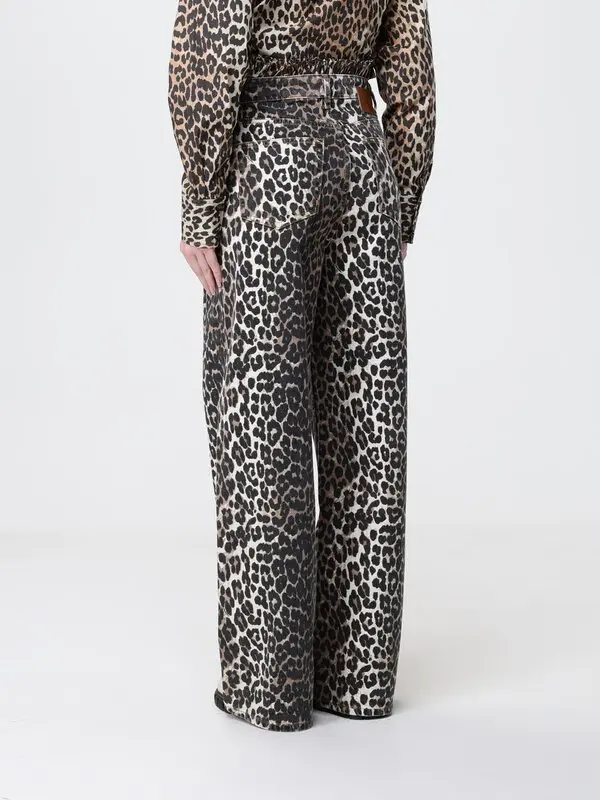 GANNI Straight Leg Animal Print Jeans