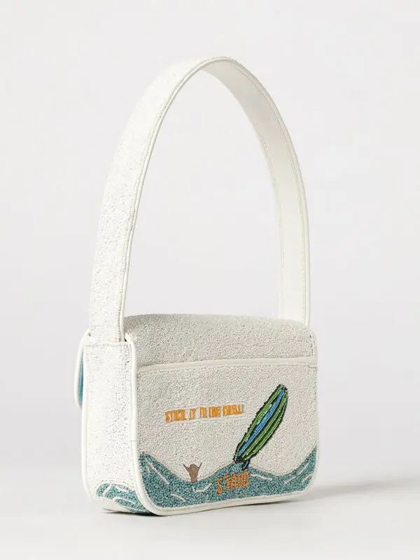 Staud Tommy Shoulder Bag With All-over Beaded Graphic Embroidery