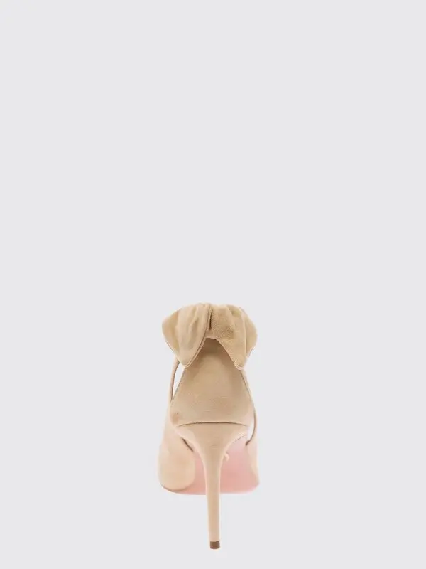AQUAZZURA Bow Tie Suede Pumps With Stiletto Heel And Knot Detail - Beige