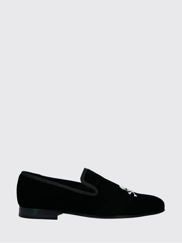 Philipp Plein Velvet Loafers With Embroidered Skull - Black