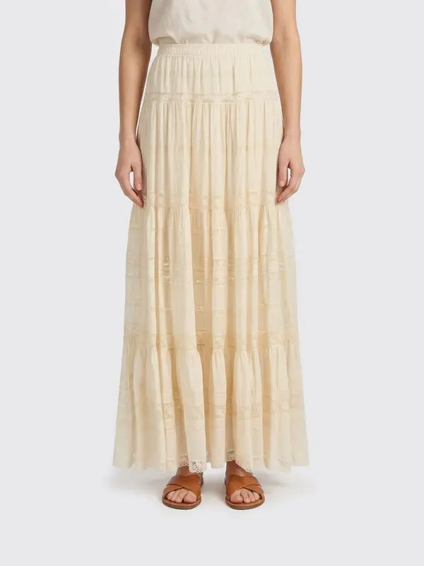 Ermanno Scervino Tiered Cotton Maxi Skirt