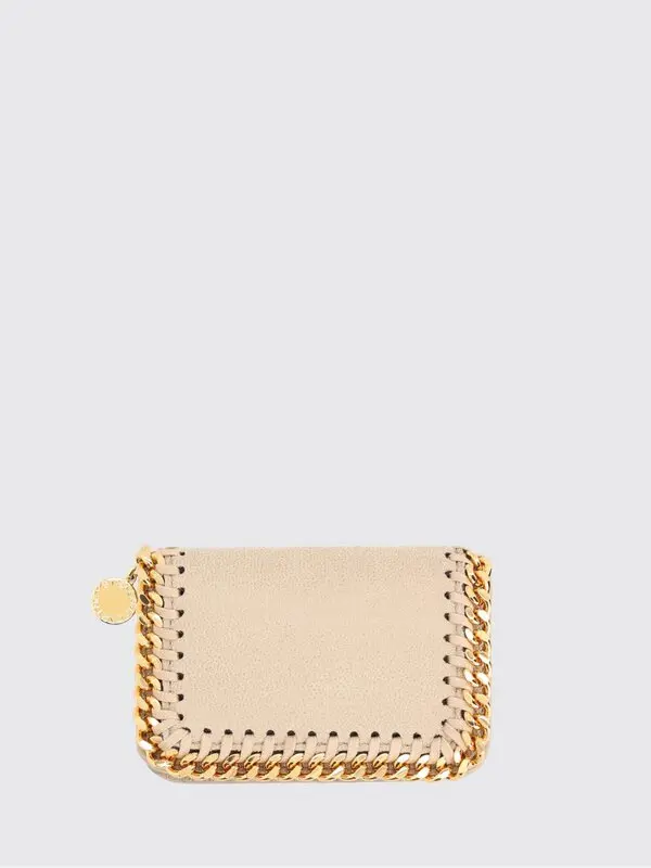 Stella McCartney Falabella Crackled Synthetic Suede Wallet - Beige