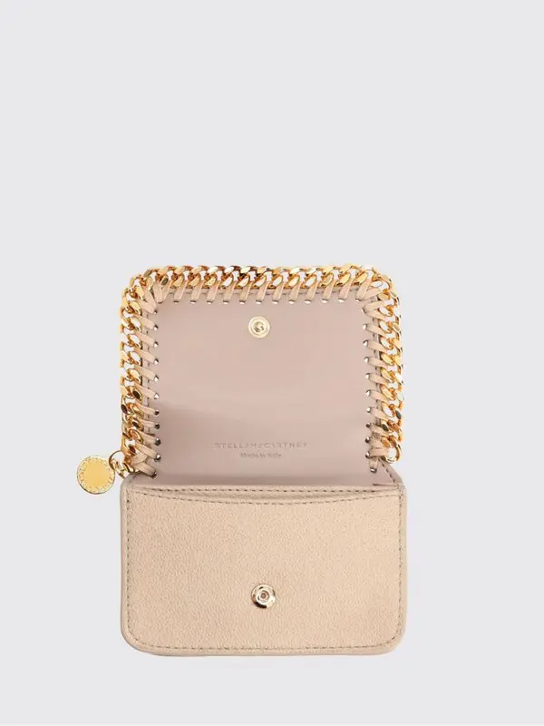 Stella McCartney Falabella Crackled Synthetic Suede Wallet - Beige