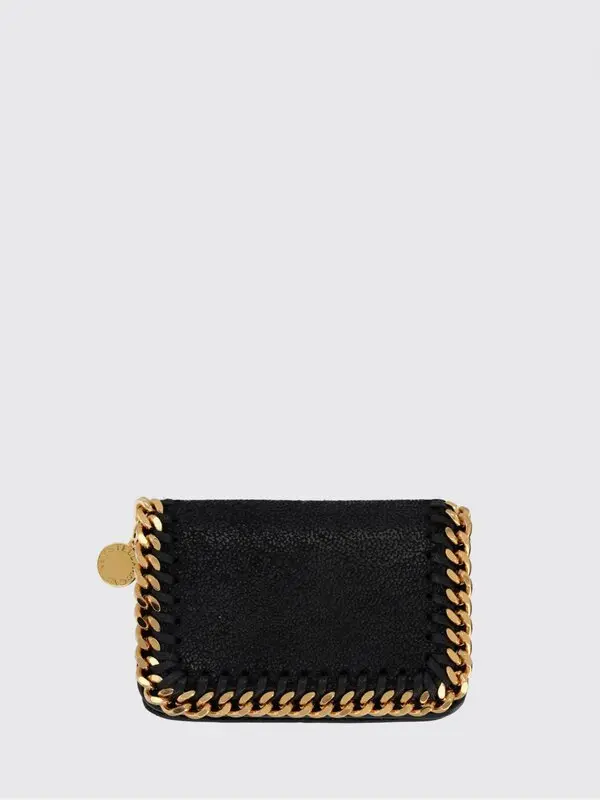 Stella McCartney Falabella Crackled Synthetic Suede Wallet - Black
