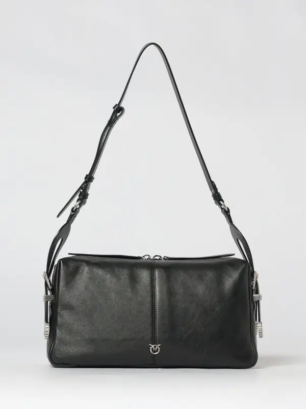 Pinko Keeper Leather Shoulder Bag - Black