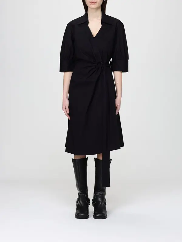 Pinko Midi Wrap Dress With Ring Detail - Black