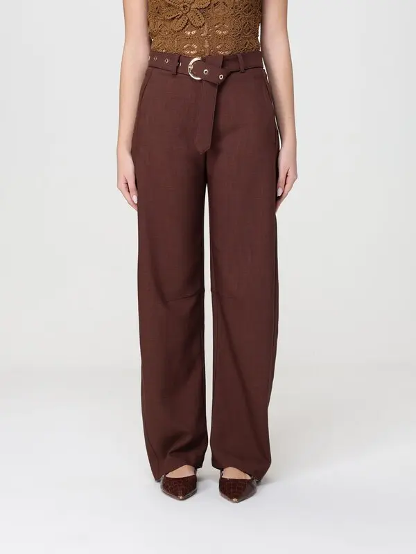 Pinko Tailored Belted Wide Leg Trousers - Brown