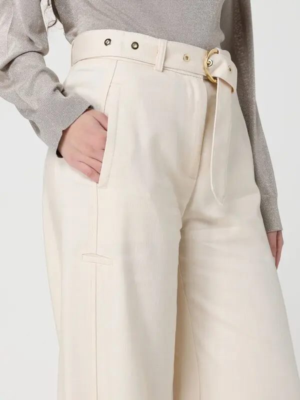 Pinko Wide Leg Belted Trousers - White