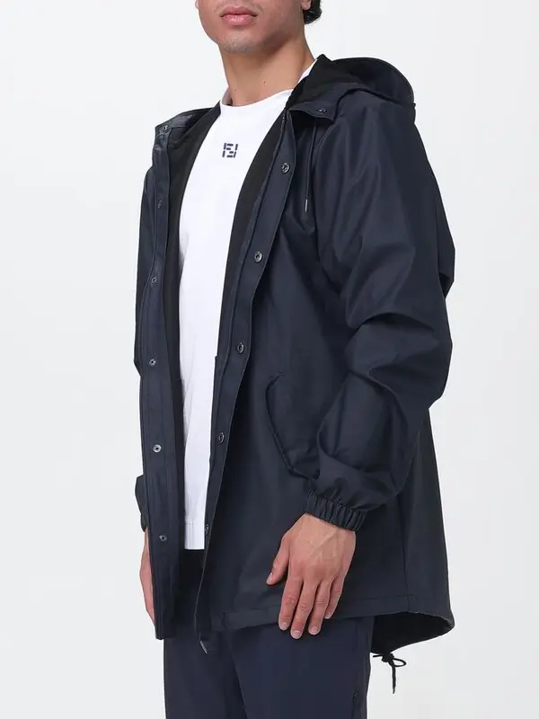 Rains Hooded Raincoat In Polyester - Navy
