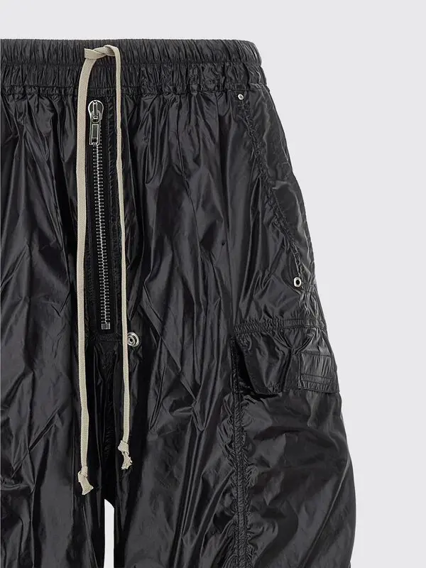 Rick Owens Crinkled Nylon Drawstring High-waisted Cargo Pants - Black