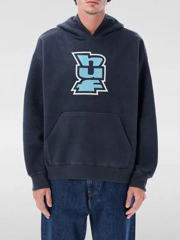 HUF Fleece Back Hoodie With Graphic Logo - Blue