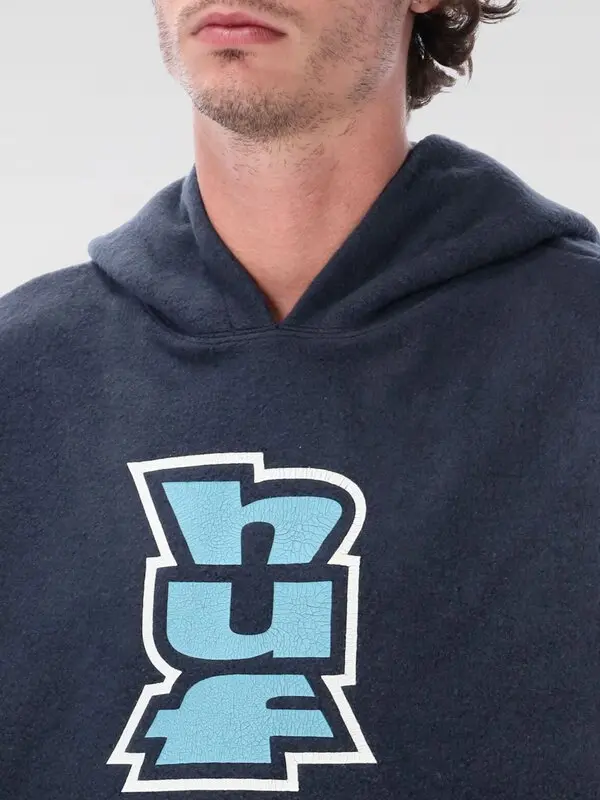 HUF Fleece Back Hoodie With Graphic Logo - Blue