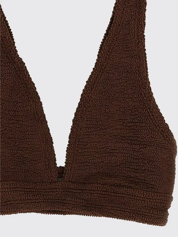 Hunza G Crinkle V-neck Bikini With Mid-rise Bottoms - Brown