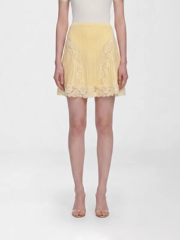 SELF-PORTRAIT Viscose Knit And Lace Skirt