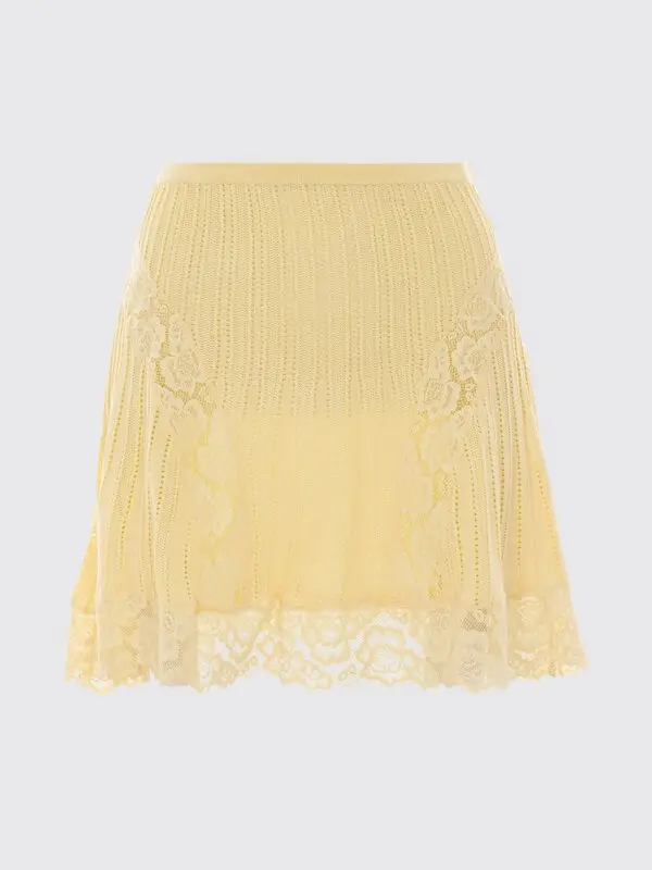SELF-PORTRAIT Viscose Knit And Lace Skirt