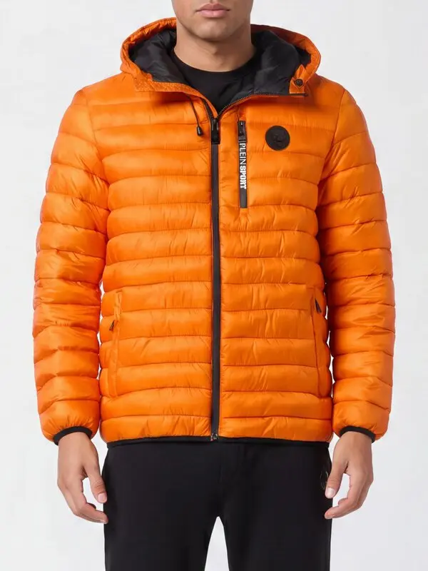 PLEIN SPORT Quilted Hooded Down Jacket - Orange