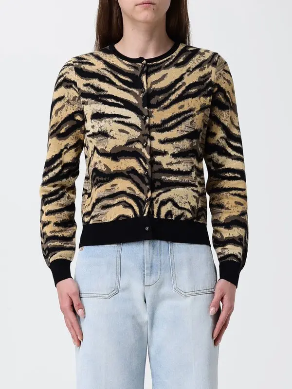 Kenzo Animal Print Cotton And Wool Blend Cardigan