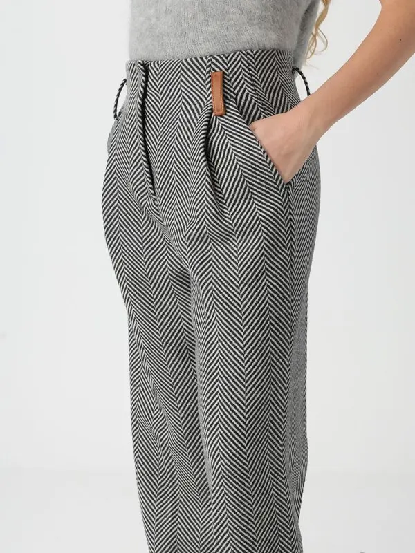 FORTE_FORTE Herringbone Wide-leg Trousers