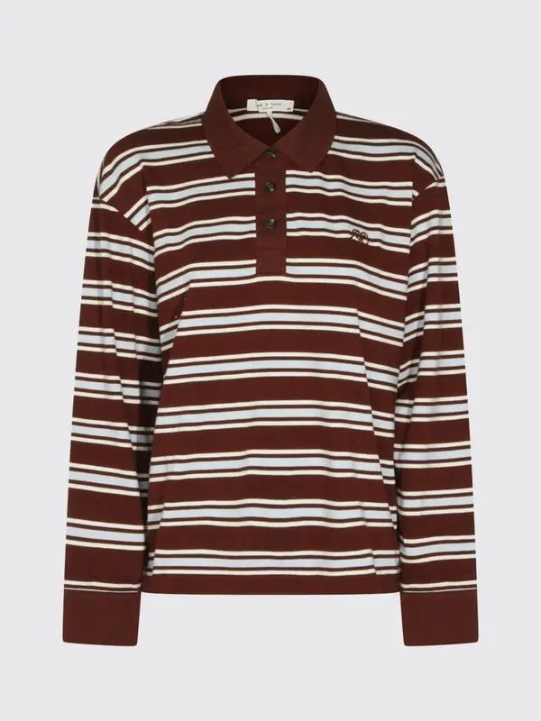 RAG&BONE Long-sleeved Striped Cotton Polo Shirt With Embroidered Logo
