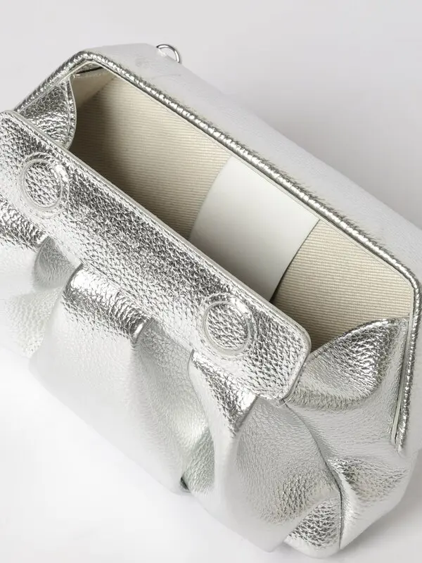 THEMOIRE Laminated Vegan Leather Clutch - Silver