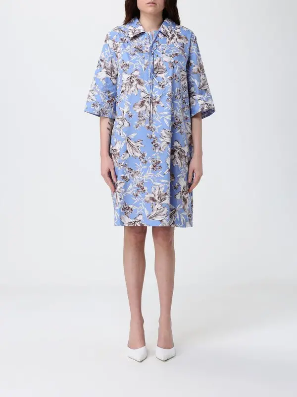 Liu Jo Floral Print Cotton Poplin Mini Shirt Dress - Multicolor