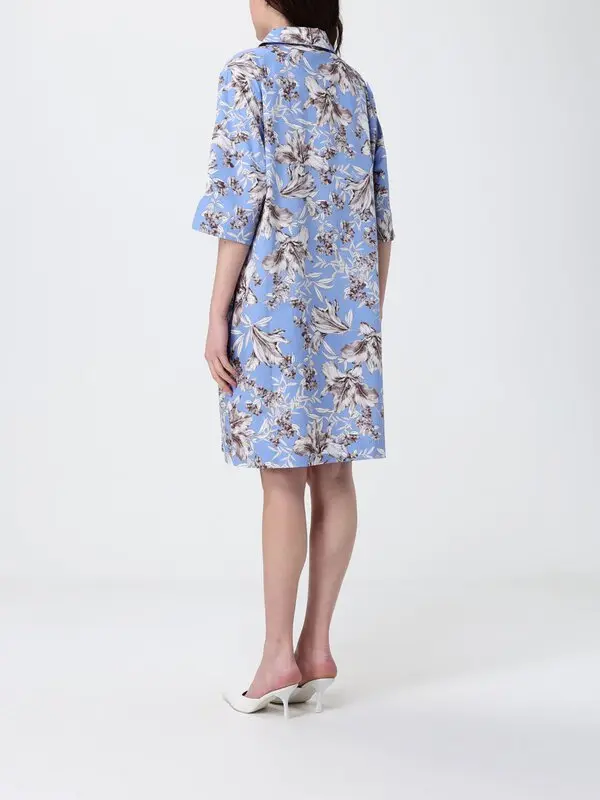 Liu Jo Floral Print Cotton Poplin Mini Shirt Dress - Multicolor