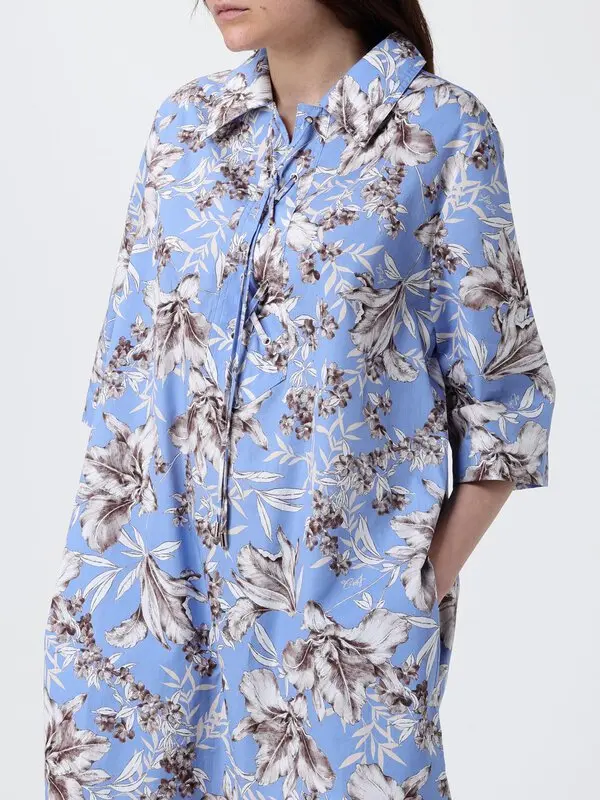 Liu Jo Floral Print Cotton Poplin Mini Shirt Dress - Multicolor
