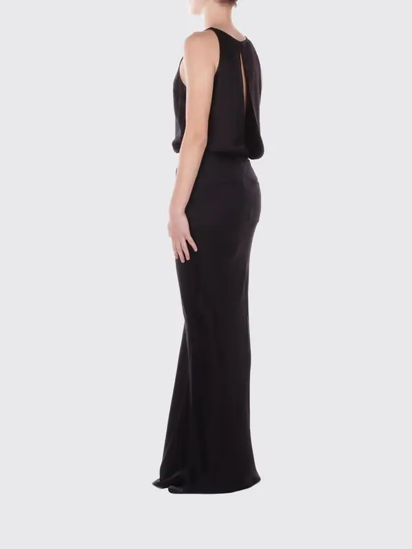 DONDUP Long Satin Gown With Off-the-shoulder Sleeves