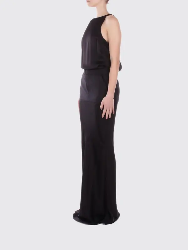 DONDUP Long Satin Gown With Off-the-shoulder Sleeves