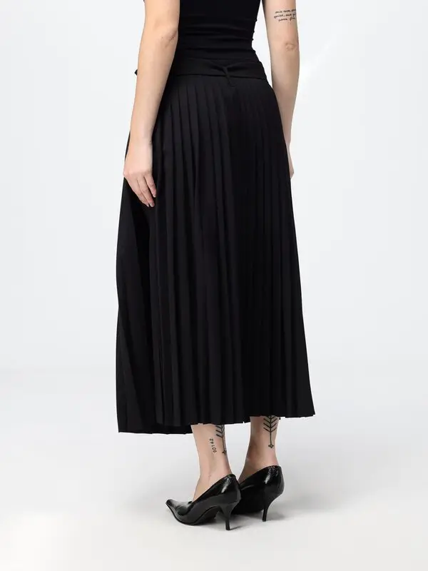 Sportmax Pleated Virgin Wool-blend Midi Skirt With Belt Loops