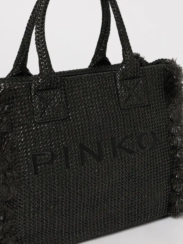 Pinko Tote Bag With Fringe Detail - Black