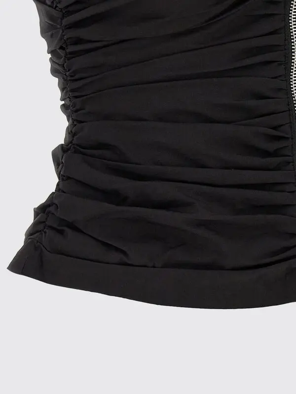 GANNI Ruched Cotton Top With Zip
