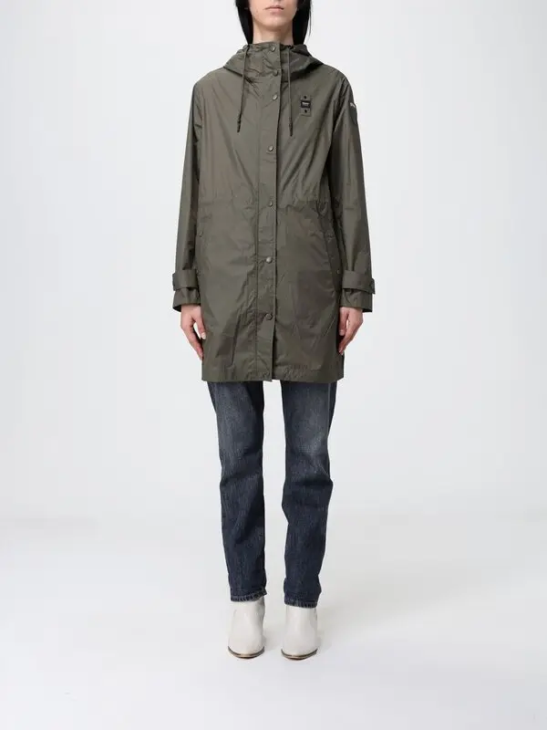 BLAUER. Nylon Raincoat With Hood - Green