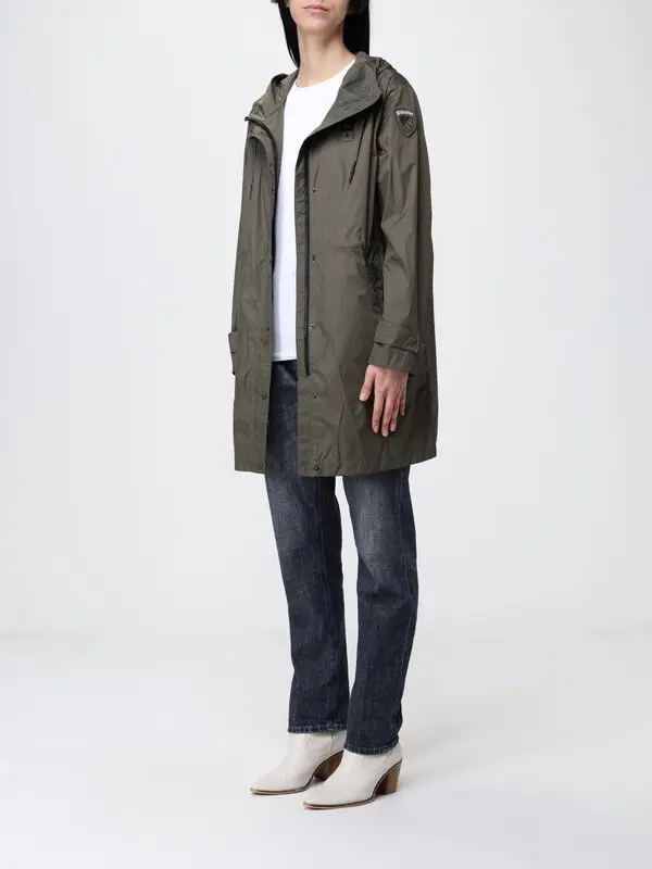 BLAUER. Nylon Raincoat With Hood - Green