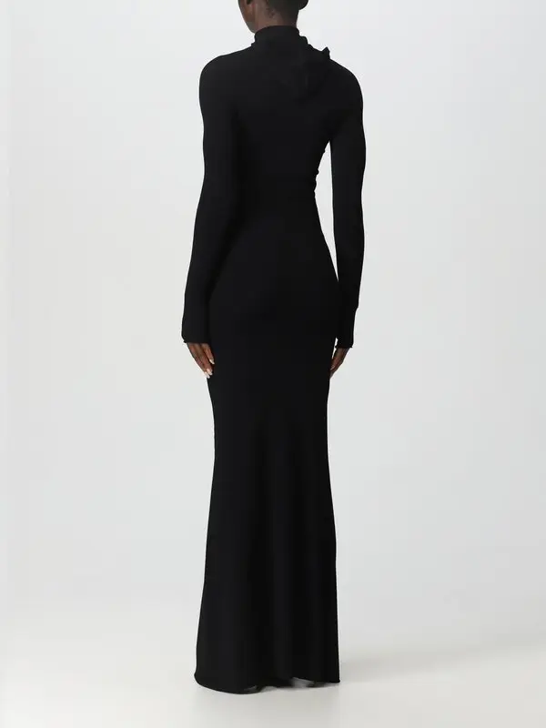 Off-White High Neck Maxi Dress With Floral Applique