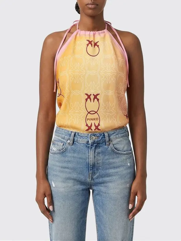 Pinko Silk Blend Top With Monogram Motif