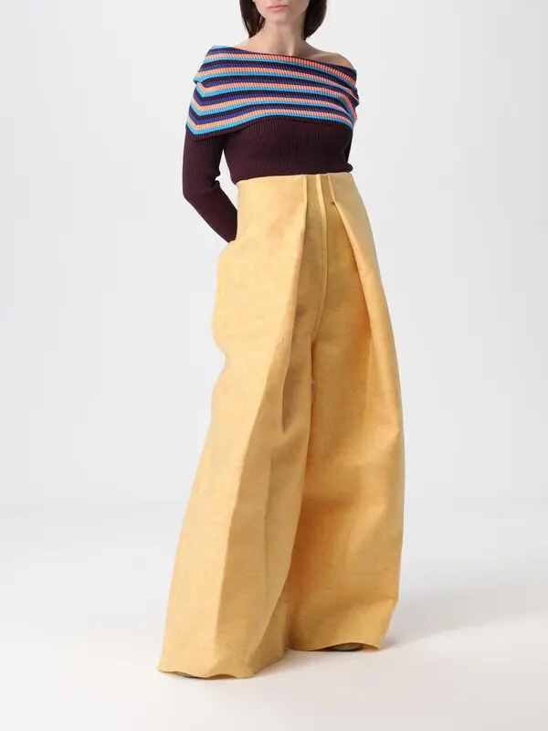 Sunnei Ribbed Knit Top With Contrasting Collar - Violet