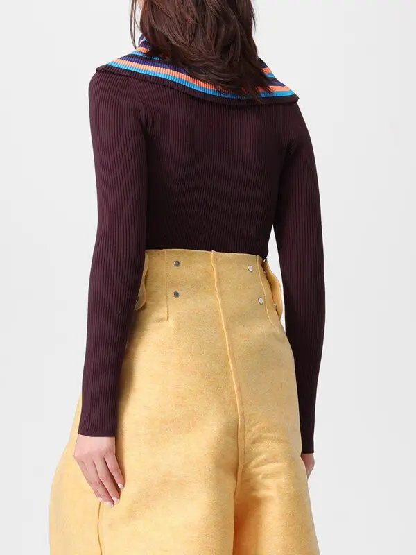Sunnei Ribbed Knit Top With Contrasting Collar - Violet