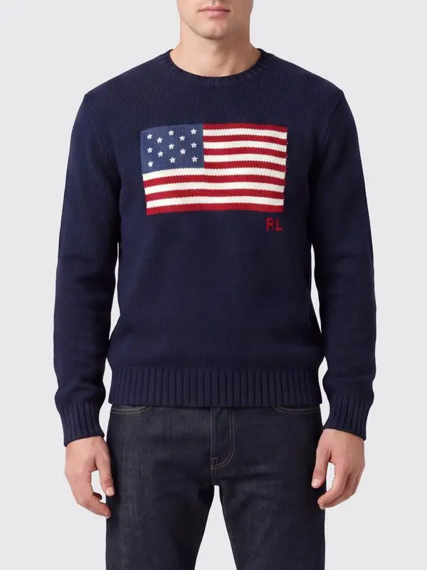 Polo Ralph Lauren Graphic Print Cotton Crewneck Sweater - Blue