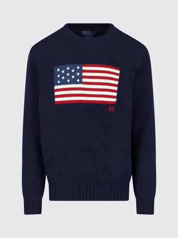 Polo Ralph Lauren Graphic Print Cotton Crewneck Sweater - Blue