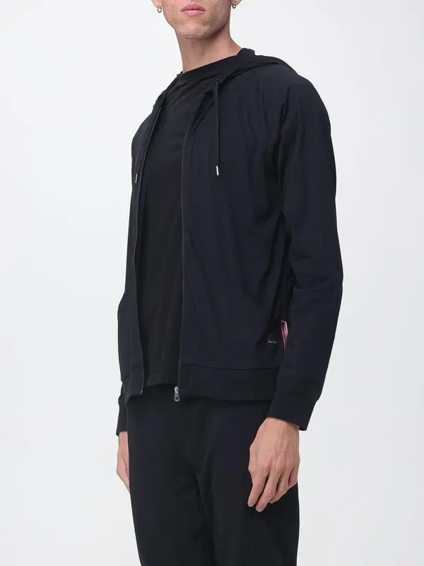 Paul Smith Zip-up Hoodie With Signature Stripe Detail - Black