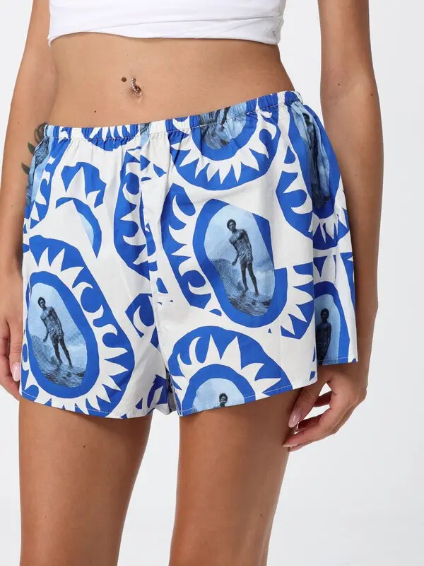 Staud Graphic Print Cotton Shorts