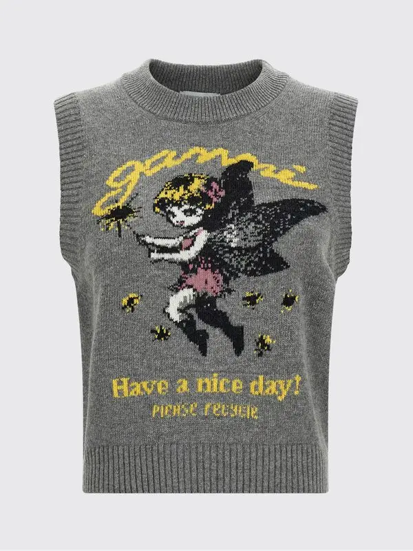 GANNI Wool Vest With Logo