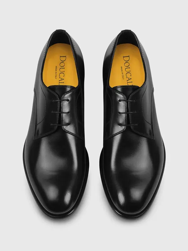 DOUCAL'S Polished Leather Oxford Shoes - Black