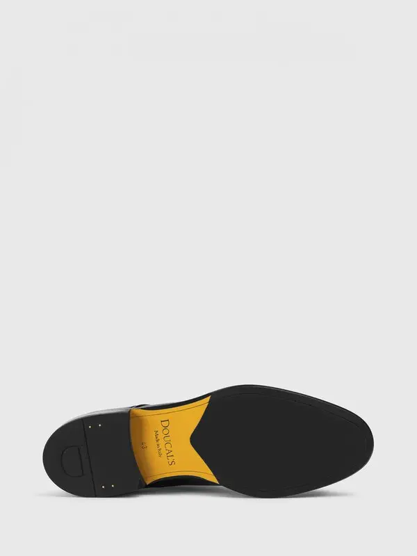 DOUCAL'S Polished Leather Oxford Shoes - Black