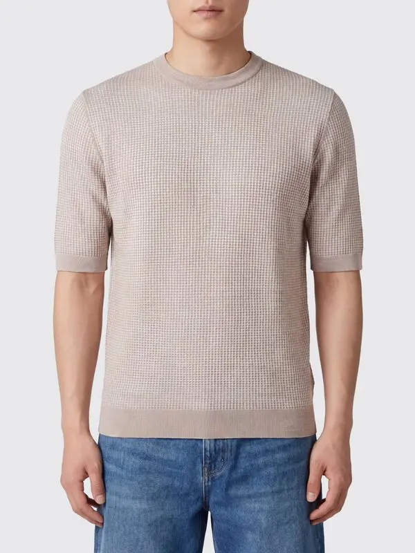 BALLANTYNE Cotton And Linen Blend Crew Neck Short Sleeve Jumper - Beige