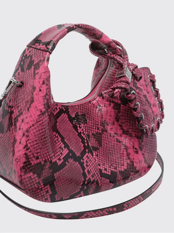 GANNI Python Print Faux Leather Hobo Bag