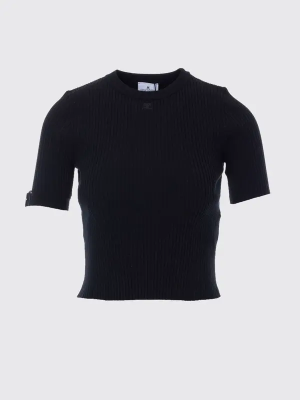 COURREGES Ribbed Viscose Cropped Top